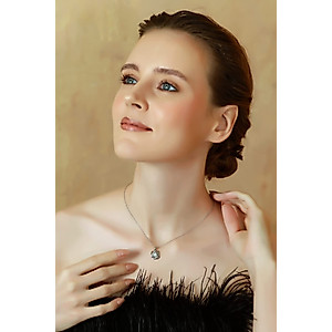 B. BRILLIANT Sterling Silver Synthetic White Opal Polished Love Knot Pendant Necklace for Women