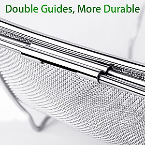 6-Quart Large Over The Sink Colander, 18/8 Stainless Steel Fine Mesh Strainer Basket with Expandable Rubber Grip Handles - Strain, Drain, Rinse Fruits, Vegetables