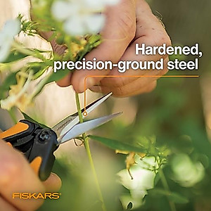 Fiskars Micro-Tip Pruning Snips - 6" Garden Shears with Sharp Precision-Ground Non-Coated Stainless Steel Blade - Gardening Tool Scissors with SoftGrip Handle