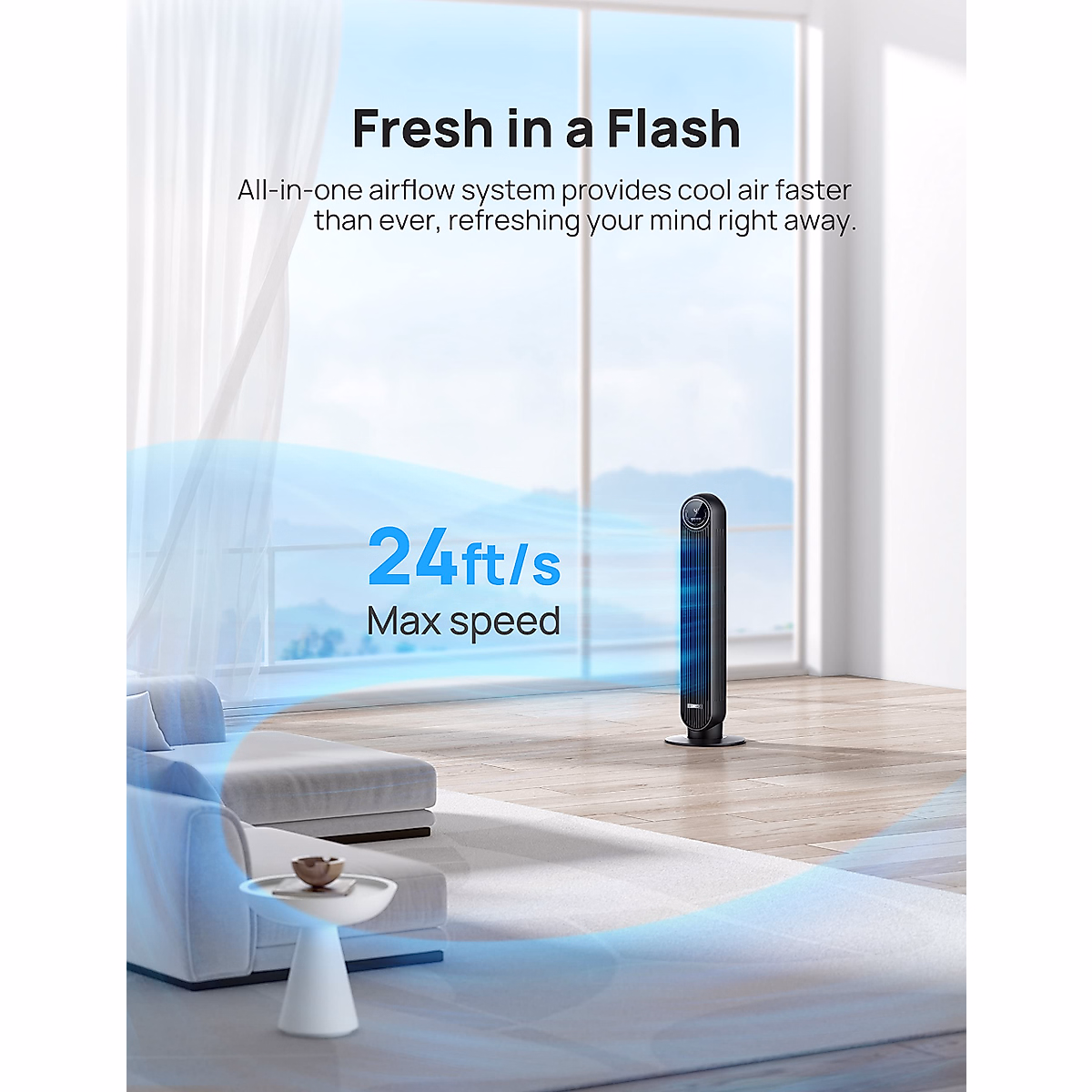 Dreo Smart Desk Fan for Bedroom, Powerful 70 ft Whole Room Air Circulator Fan & Tower Fan with Remote, Smart Oscillating Quiet Fans for Bedroom