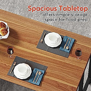 Tribesigns Kitchen Island with Storage Shelves, 43 Inch Kitchen Prep Table with 5 Open Shelves and Large Worktop, Industrial Butcher Block Island Coffee Bar Table, Dark Walnut (Stools Not Included)