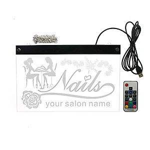 The Geeky Days Personalized Beauty Salon Name Hanging Acrylic Board LED Neon Business Sign Custom Nail Fashion Salon Advertisement Lighted Art Decor