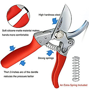 Kynup Pruning Shears for Gardening, Garden Shears Heavy Duty, Professional Bypass Pruner Hand Shears, Tree Trimmers Secateurs, Garden Clippers for Plants, Hedge Shears, Garden Tools (Red)