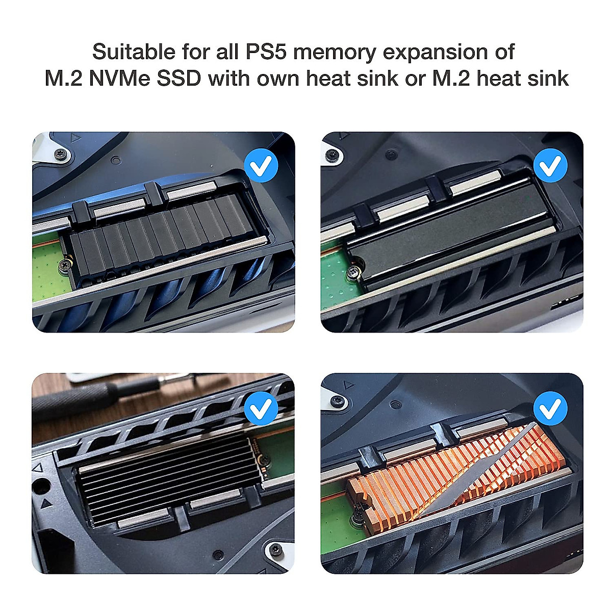 GRAUGEAR Metal Heat Dissipation Cover for PS5 M.2 SSD Expansion Slot | Fit for PlayStation 5 NVMe SSD with Heatsink | New Breathable Cellular Hole | Cooling and Dust Proof (Silver)