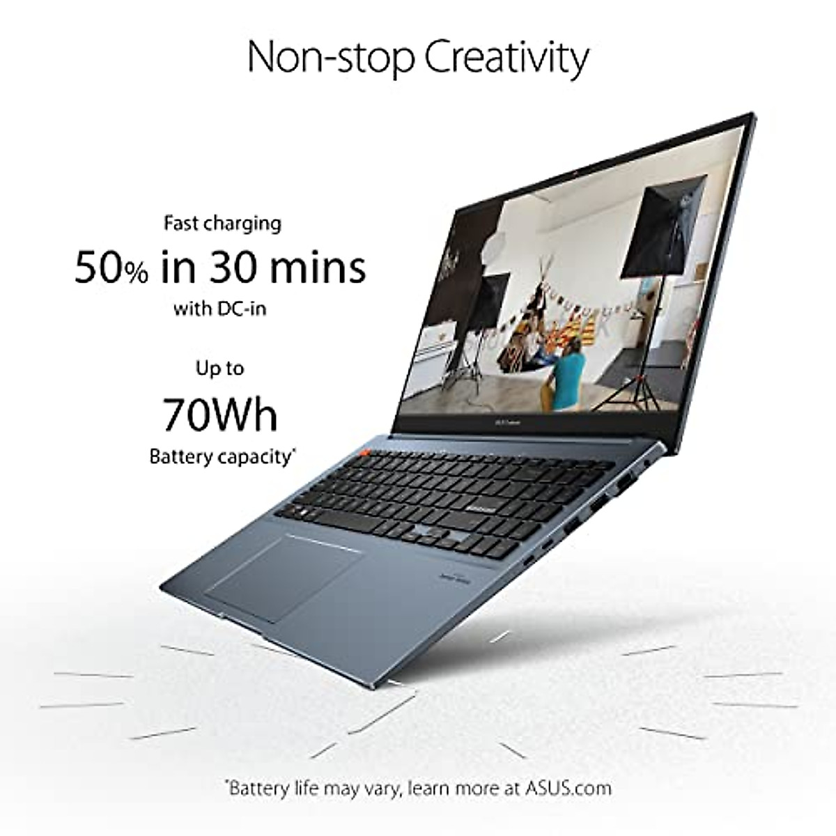 ASUS VivoBook Pro 16 Laptop, 16” 16:10 Display, Intel Core i7-12650H CPU, NVIDIA® GeForce RTX 3050 Ti GPU, 16GB RAM, 1TB SSD, Windows 11 Home, Quiet Blue, K6602ZE-DB76