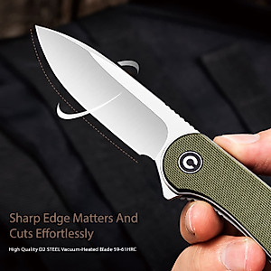 CIVIVI Knives Elementum Folding Pocket Knife 2.96" D2 Satin Blade,G-10 Handles C907E (Green)