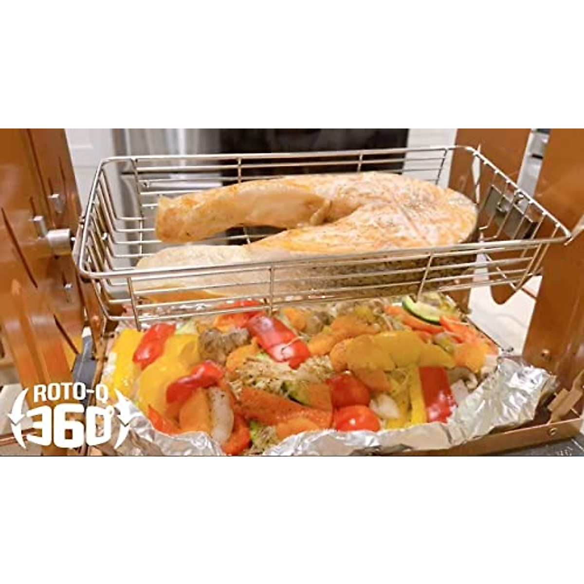 ROTO-Q 360 Family Bundle (COPPER) | The Ultimate Rotisserie Solution for Healthier Cooking | Portable, Versatile, and Energy-Efficient | Perfect for Convection Ovens, Air Fryers, BBQs, and Fire Pits | Self-Rotating Spit Roaster for Mouth-Watering Rotisser