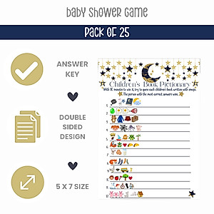 Twinkle Little Star Baby Shower Game Cards, 25 Guest Pack, Guess the Pictogram Childrens Storybook Activity Cards, Celestial Favors, Ideas, Planning, Fun Guessing Activities Play for Prizes