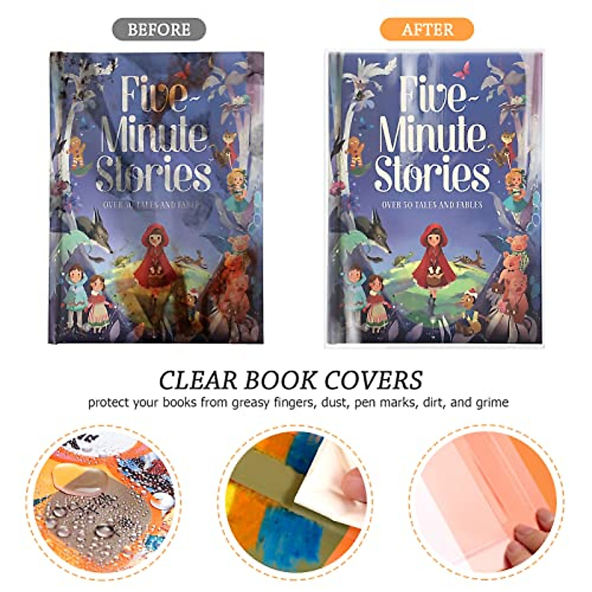 Zerodeko 5Pcs Book Covers, 16K Clear Textbook Protector Covers, Plastic Covers, Waterproof, Reusable Jacket Covers for, Magazines, Comic Books