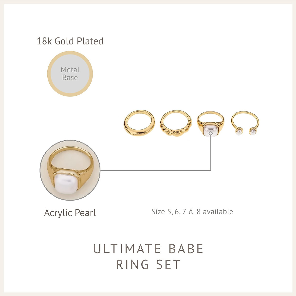 Ettika 18k Gold Plated Ring Set for Women. Ultimate Babe Stacking Ring Set. Fashion Jewelry and Accessory, 8