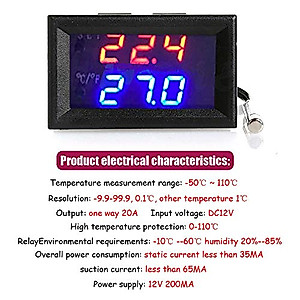 Ximimark DC12V-50-110℃ W1209WK Digital Thermostat Temperature Control Smart Sensor Waterproof NTC Sensor 1Pcs