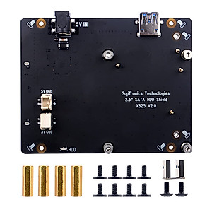 GeeekPi SATA Storage for Raspberry Pi 4, 2.5 inch SATA HDD/SSD Expansion Board X825 V2.0 USB3.0 Shield for Raspberry Pi 4 Model B ( Only for Raspberry Pi 4B )