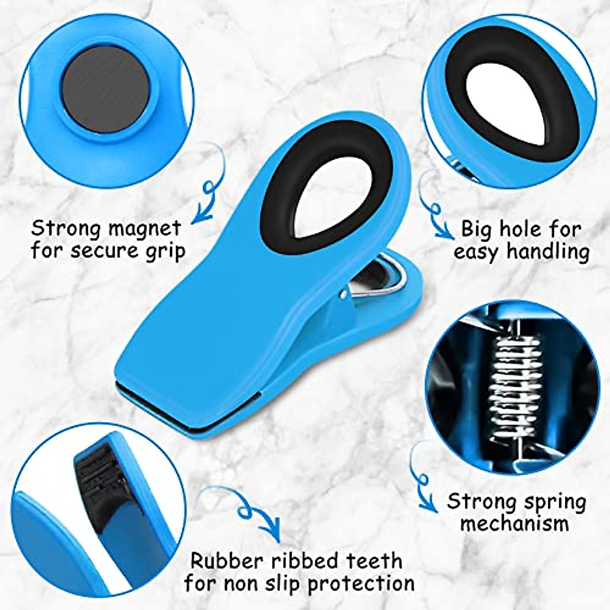 10 Pack Magnetic Chip Clips Bag Clips Food Clips, Plastic Bag Clips for Chips, Clips for Food Packages, Kitchen Clips with Magnet for Snack Bags and Food Bags