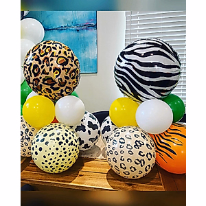 10 Pack 18 Inch Animal Leopard Pattern Foil Balloons Helium Animals Balloons Wildlife Print Balloons for Animal Birthday Cheetah Jungle Safari Theme Backdrop Kids Party Decorations Supplies
