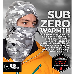 Tough Headwear Fleece Balaclava Ski Mask - Winter Face Mask for Men & Women - Face Cover for Extreme Cold Weather Gear Grey