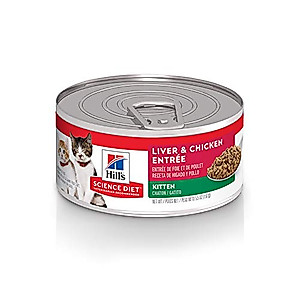 Hill's Science Diet Wet Cat Food, Kitten, Liver & Chicken Recipe, 5.5 oz. Cans, 24-Pack