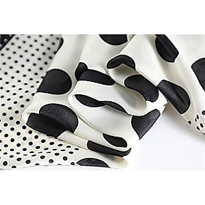 ANDANTINO 100% Pure Mulberry Silk Scarf 35" Large Square Lightweight Headscarf –Women’s Hair Wraps-With Gift Packed (Black&White Polka Dots)