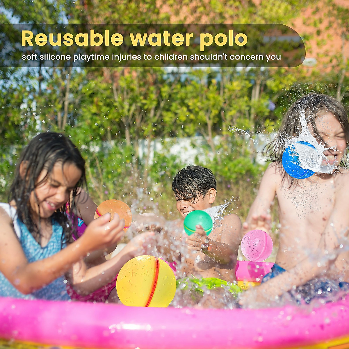 Reusable Water Balloons 6 Pcs Silicone Refillable Happy Water Balloon | Resealable Bombs Splash Swimming Pool Toys | Outdoor Party Water Ballon For Kids & Adult(Medium, 6, Count)