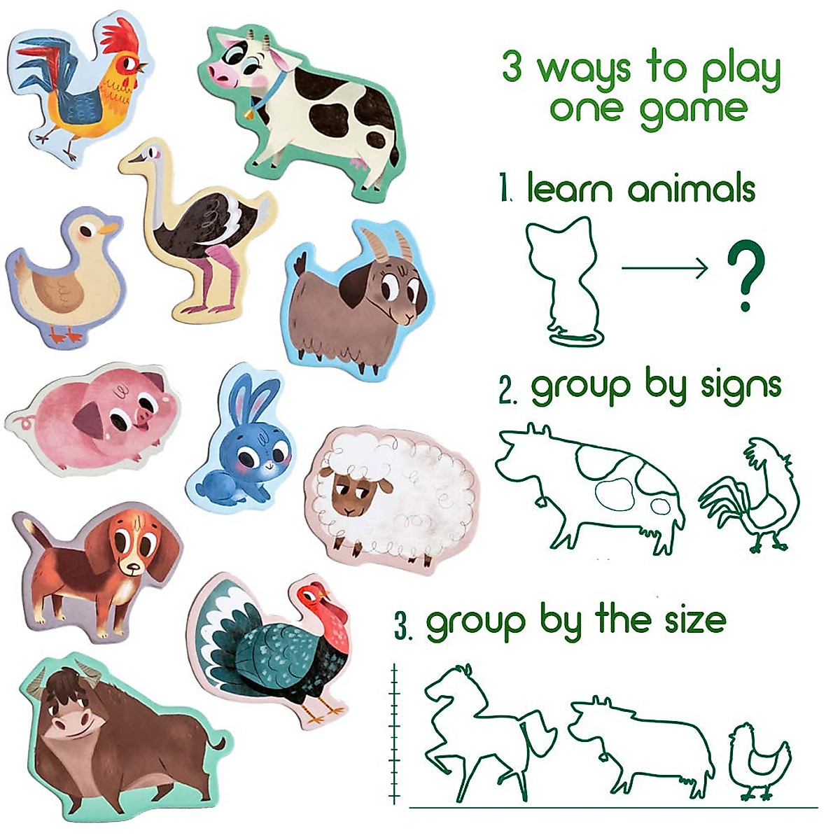 MAGDUM FARM animal magnets -real LARGE fridge magnets for toddlers- Magnetic EDUcational toys baby 3 year old baby LEARNing magnets for kids- Speech development toys - Kid magnets for Magnetic THEATRE