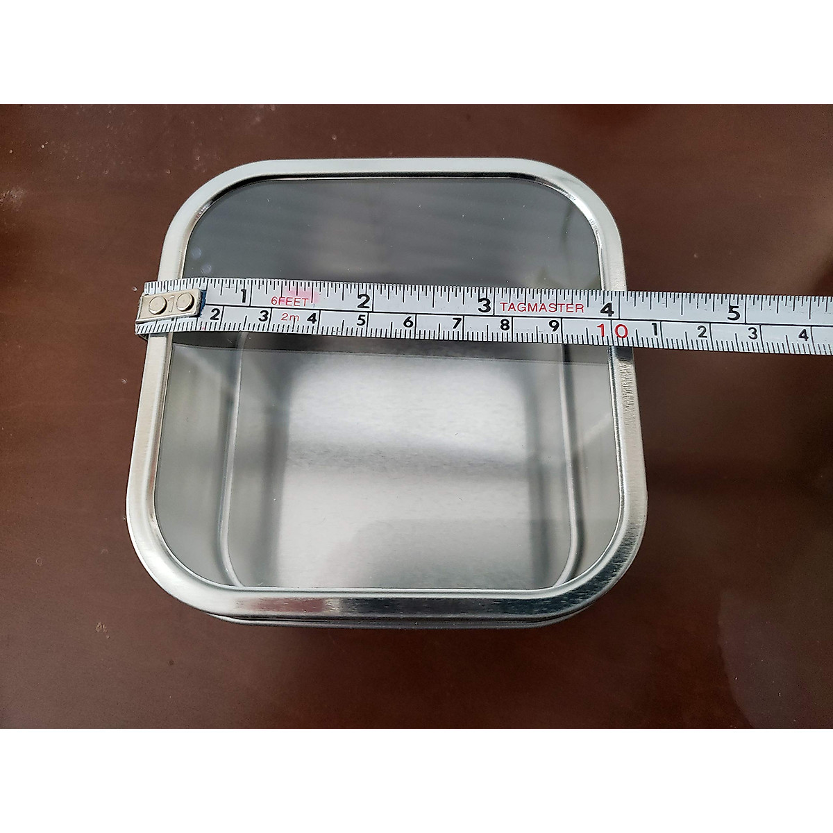 Square Metal Tin Box Storage Containers with Windowed Lids - 4x4x2.25 Inches, 16 oz. - Set of 2