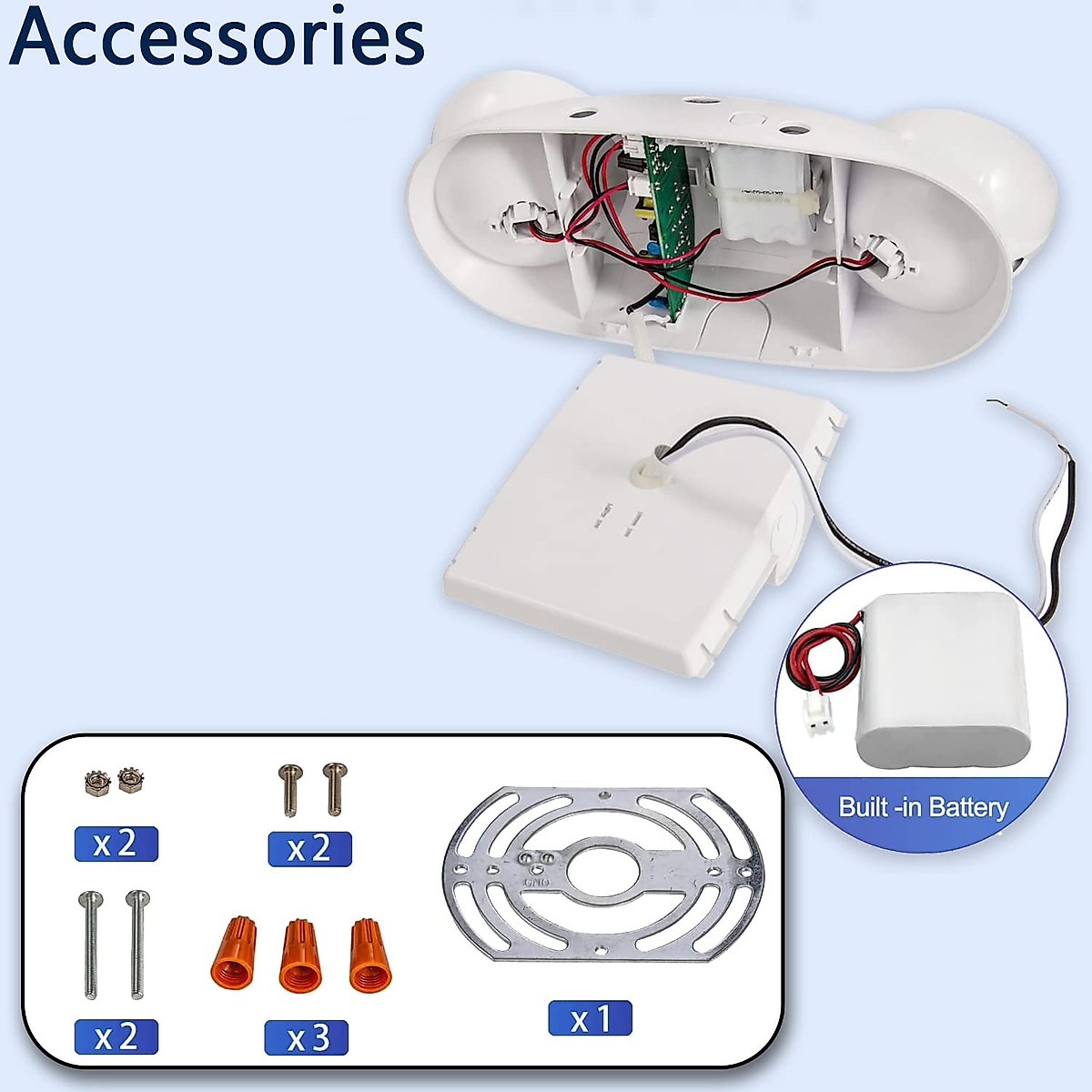 LED Emergency Light with Backup Battery, Commercial Emergency Light, Two Adjustable LED Light Head Emergency Lighting Fixtures, 120-277V AC fire Retardant UL Certified (1 Pack)