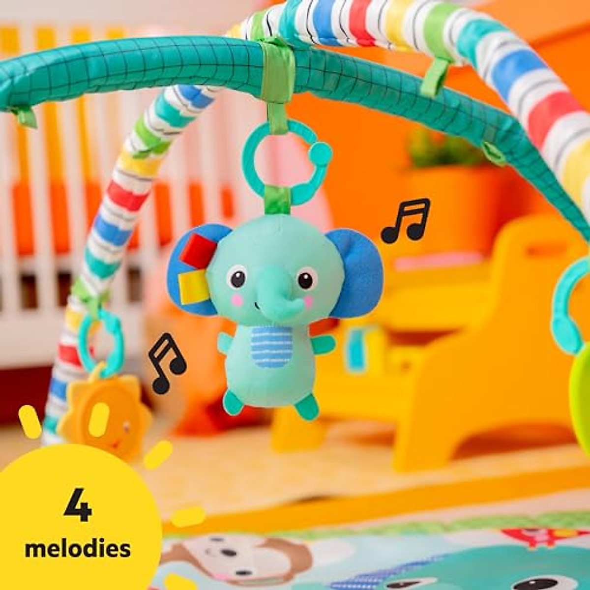 Bright Starts Wild Wiggles Baby Activity Gym & Play Mat with FoldingToy bar, Newborn and up - Green, 18.5” x 29.1” x 29.1”