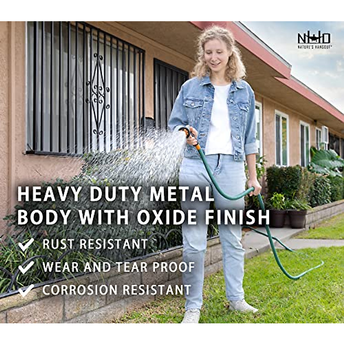 Hose Sprayer Nozzle – Premium Heavy Duty Garden Hose Nozzle - 9 Adjustable High Pressure Spray Nozzle Patterns - Water Hose Nozzle Best For Plants, Lawn, Car Wash, Patio, Dog -5 Extra Washers-SprayTec