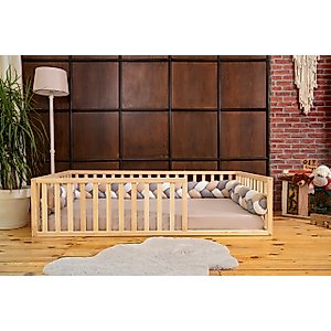 Montessori Floor Bed Small Size 52x27,5"/ Height 18.90'' | Pine Tree Toddler Bed Frame, Wood Bed Frame | Gift For Kids Room Decor (Small)