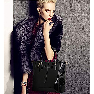 Chikencall® Women Fashion Handbags Patent Leather Tote Purses Ladies Shoulder Bags Top Handle Chain Satchel Purse Set 3pcs Black