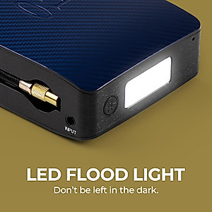 Halo Automotive Bolt Air 58830 mWh Portable Emergency Power Kit with Tire Pump, 4 Interchangeable Nozzles, Extra Accessory Kit, Car Jump Starter, and Charger - Blue Graphite