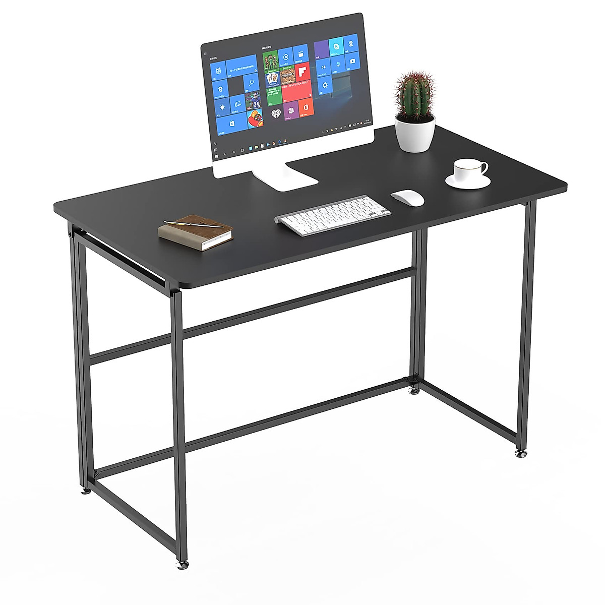Eureka Ergonomic 43.2 inch Folding Computer Desk, Foldable Table, No Assembly for Home Office Writing PC Study, Portable, Adjustable, Black