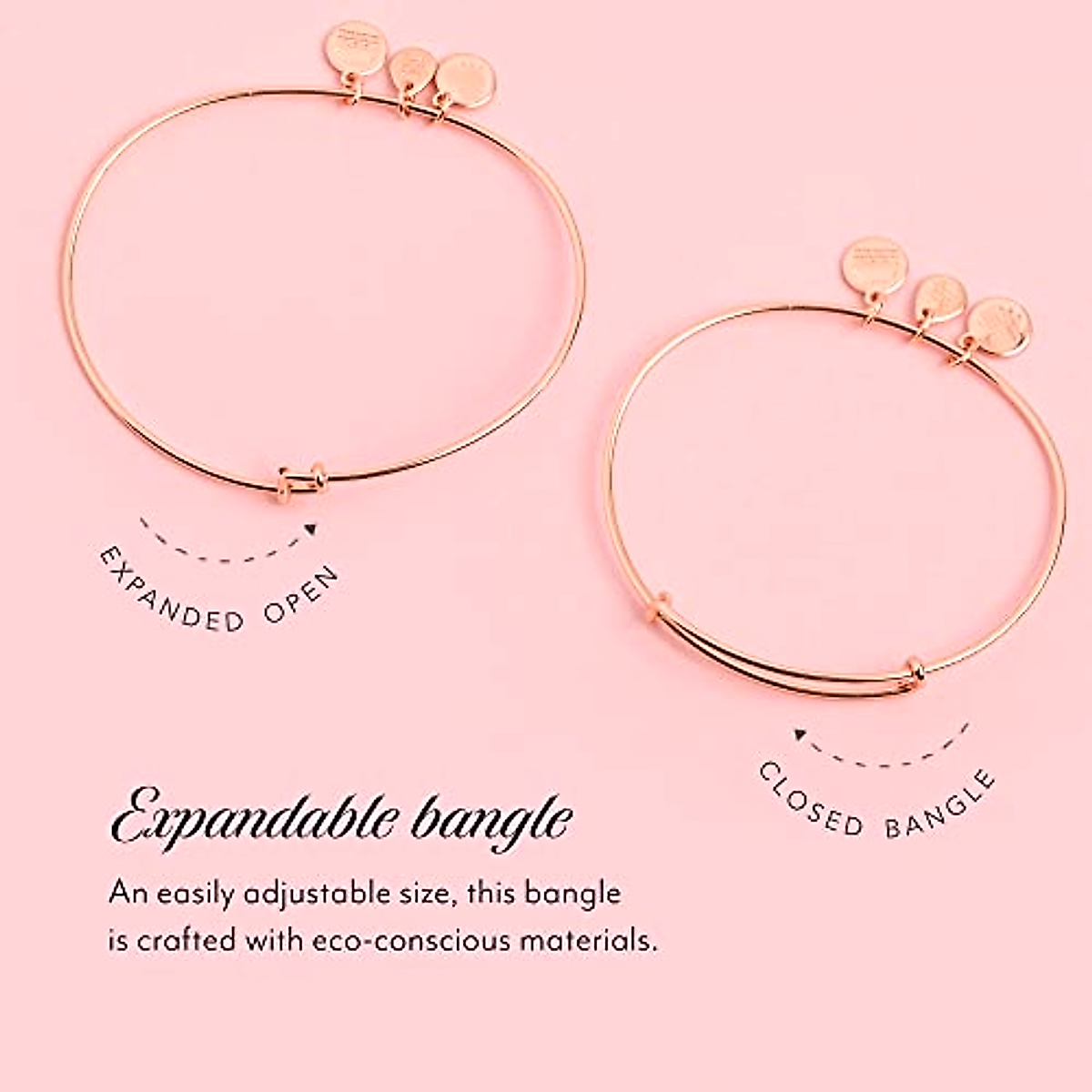 Alex and Ani Path of Symbols Expandable Bangle for Women, Heart Embossed Charm, Rafaelian Gold Finish, 2 to 3.5 in