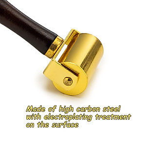 OSSIJAY Leather Press Edge Roller, Wooden Handle Leather Rolling Craft Roller, Leather Edge Creaser, Seam Roller for Leather, Leather Craft Laminating Tool for Leather Craft (1in)