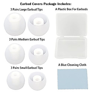 DMZHY 9 Pairs Earbud Tips Replacement Earbud Tips Earbud Replacement Tips Ear Bud Covers Silicone Ear Bud Replacement Pieces Fit for in-Ear Headphones(Inner Hole from 3.8mm-5.1mm Earphones) SML White