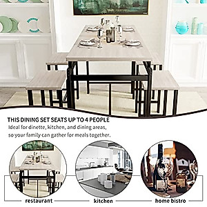 Dining Table Set for 4, 5 Pieces Kitchen Table and Chairs for Small Spaces, Bar Table and Chairs Set, Person Counter Height Table Set with 4 Chairs for Pub Restaurant Dinner Breakfast(Oak)