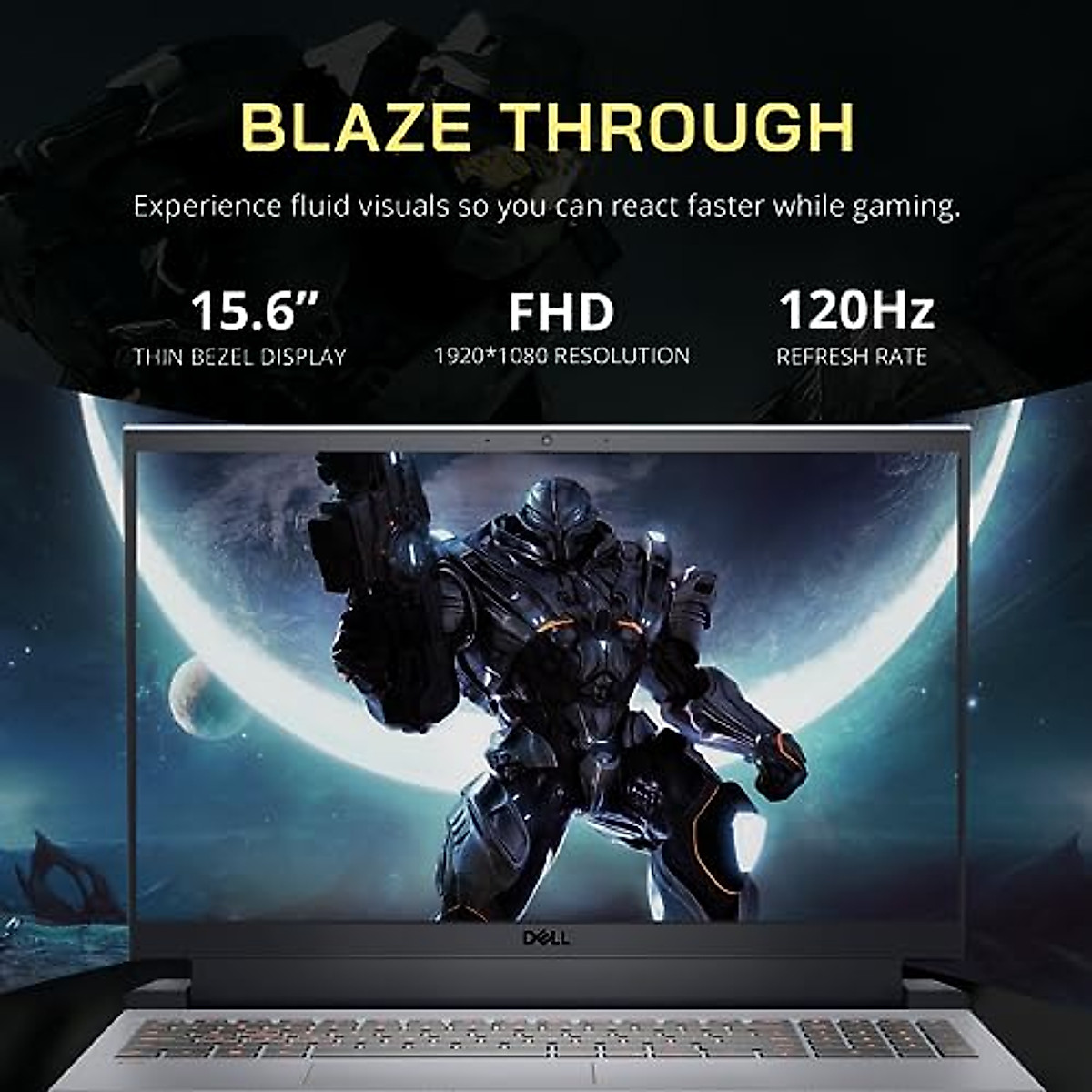 DELL G15 15.6‘’ FHD 120Hz Gaming Laptop, AMD Ryzen 5 6600H, 16GB DDR5 RAM, 512GB PCIe SSD, NVIDIA GeForce RTX 3050, Backlit Keyboard, HD Camera, Win 11 Pro, Gray
