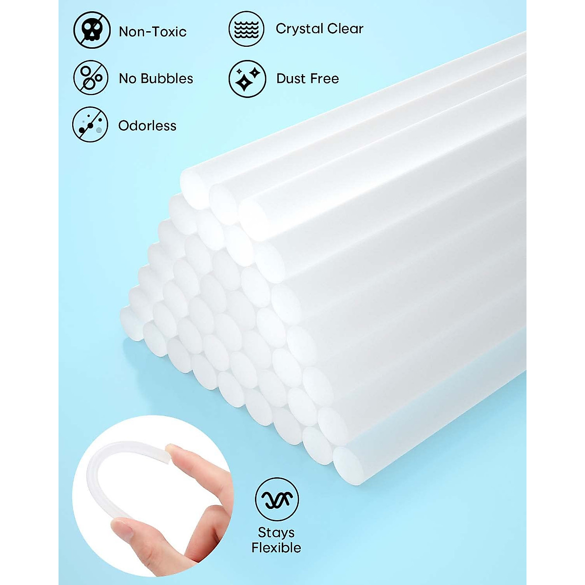 SHALL Mini Hot Glue Sticks, 0.27” Dia x 8” Long, 100-pack Clear Hot Melt Glue Gun Sticks for All-temp Mini Glue Guns, Multipurpose for Kids Adults DIY Art Craft Sealing Repairing Festival Decoration