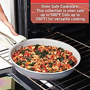 T-fal Fresh Gourmet Recycled Ceramic Nonstick Fry Pan, 12 Inch, Oven Broiler Safe 500F Cookware, Pots and Pans, Grey