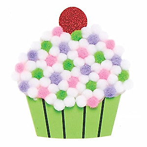 Baker Ross AX736 Cupcake Pom Pom Kits - Pack of 5, Creative Art and Craft Supplies for Kids to Make, Decorate and Display