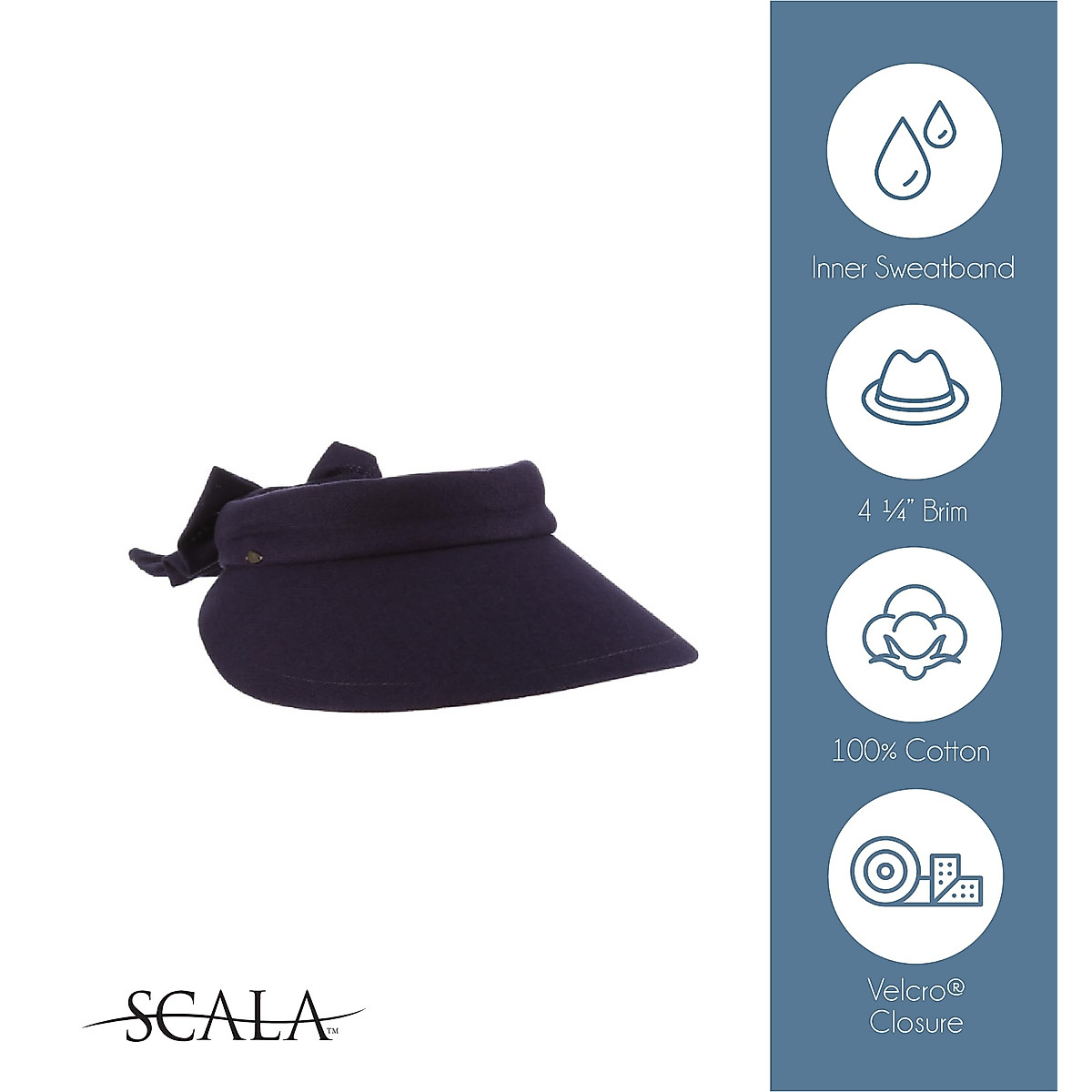 Scala Women's Deluxe Big Brim Cotton Visor with Bow, Natural, One Size