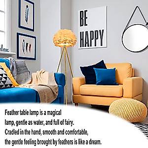 LEGELITE Feather Floor Lamp, Tripod Floor Lamp, Metal Light Body Nightstand Lamp with Feather Lampshade for Bedrooms/Living Room/Dining Room/Kitchen