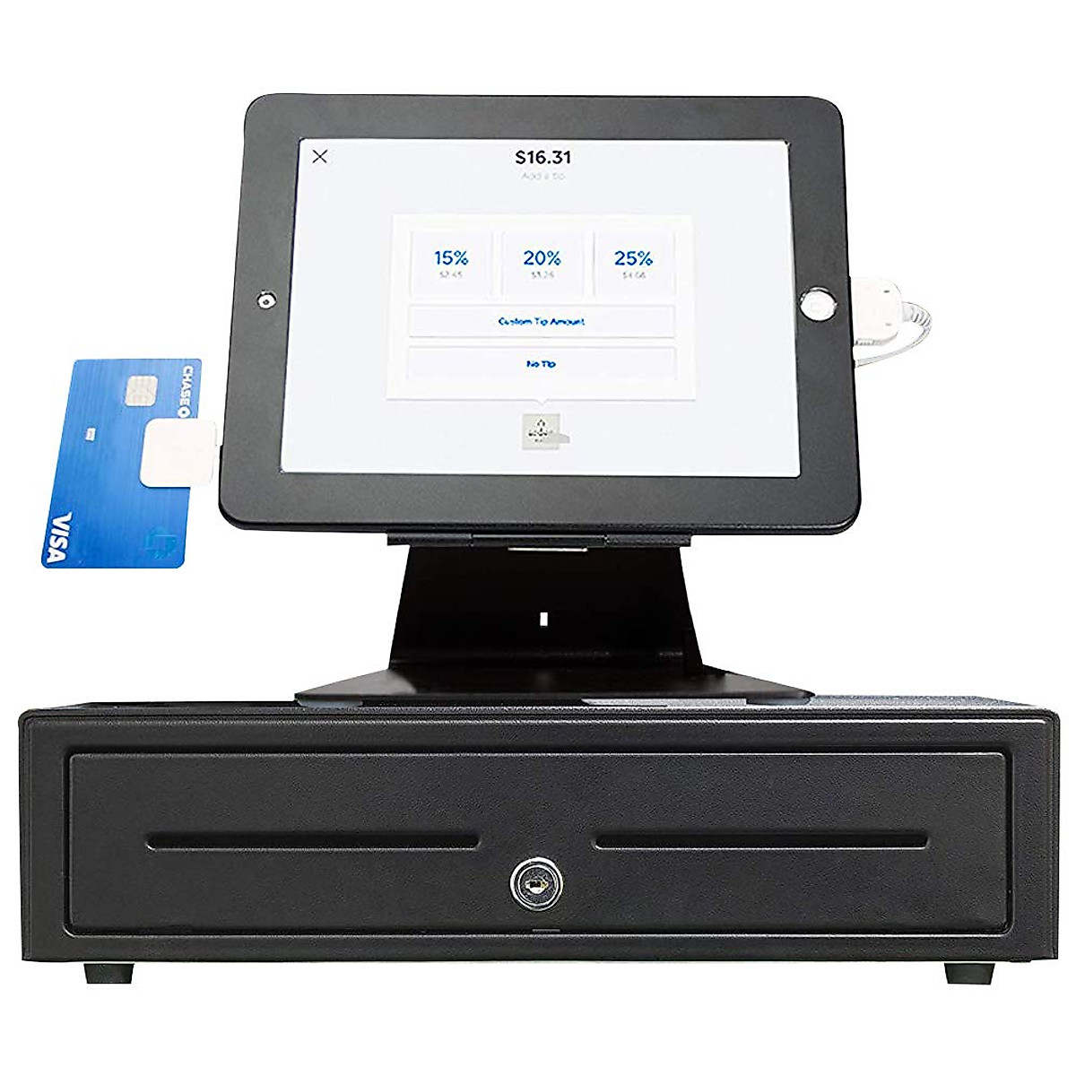 CarrieCathy Desktop Anti-Theft Security Kiosk POS Stand Holder Enclosure for 10.2" 2021 iPad 9th Gen 2020 iPad 8th Gen 2019 iPad 7th Gen, Flip & 360° Swivel Design