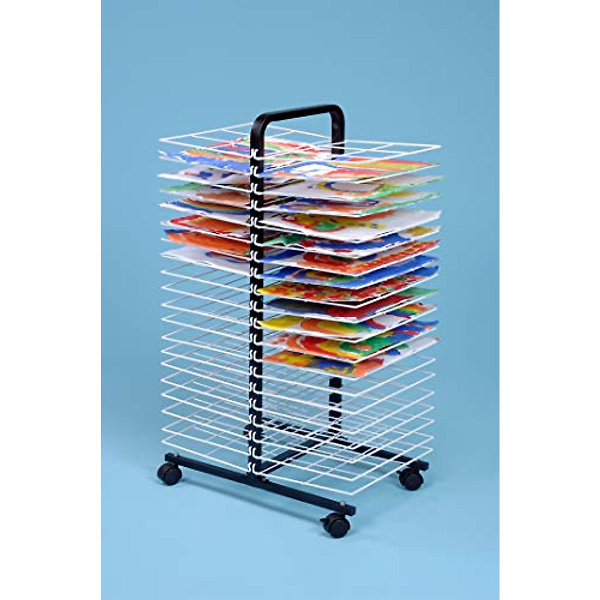 American Educational Products A-C1168 Drying Rack on Wheels, 40 Shelf, 7" Height, 18" Wide, 48" Length