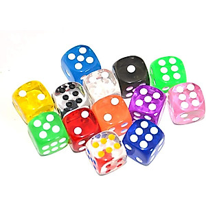 Accessories 22 Pack of 10 D6 Six Sided 16mm Clear Dice, Clear Points Crystal Sieve Bar Dice