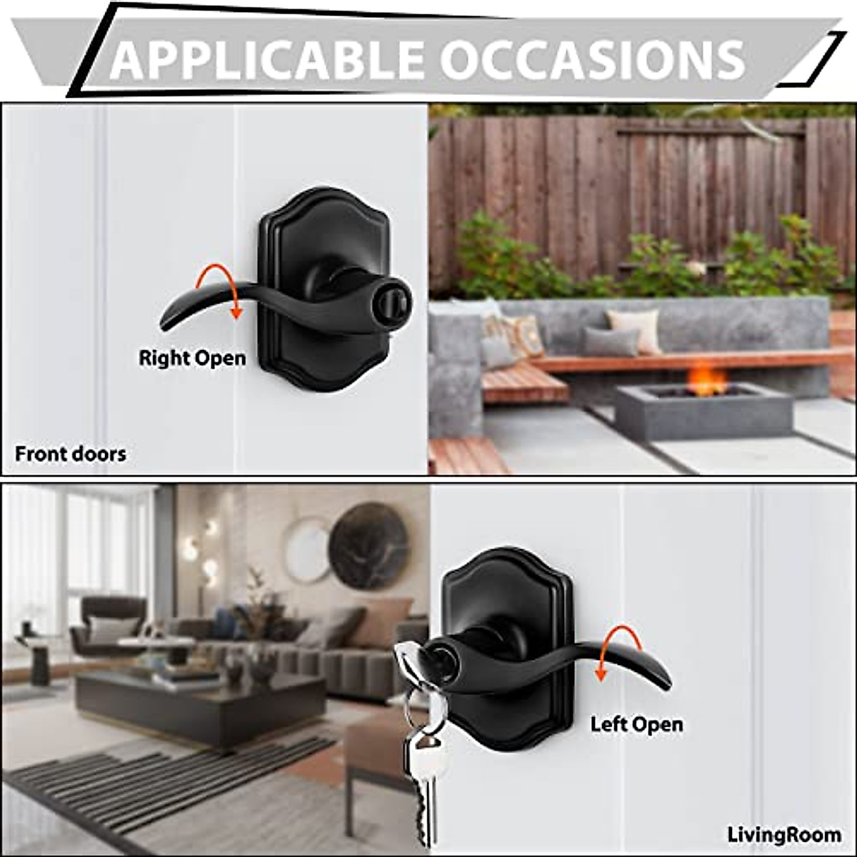 Haidms Door Handles Oil Rubbed Bronze, Door Lever with Lock, Bronze Door Handle Lock and Keys, Keyed Entry Door Lever, Oil Rubbed Bronze Door Lock Lever with Key(1 Pack, Oil Rubbed Bronze)