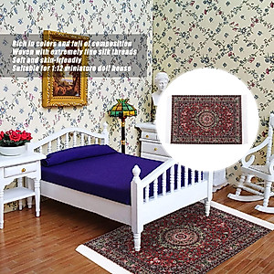 LZKW Turkishness Floral Print, Doll House Asseccories Dollhouse Furniture Dollhouse Blankets Dollhouse Accessories 1:12 Miniature Carpet for Miniature Dollhouse(Red Satin)