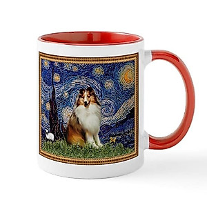 CafePress Starry Night & Sable Sheltie Mug Ceramic Coffee Mug, Tea Cup 11 oz
