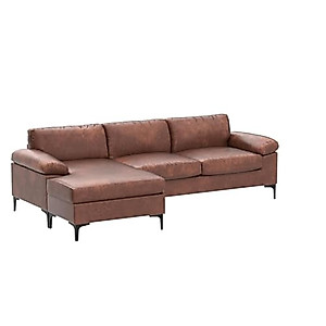 XIZZI Convertible Sectional Sofa Couch L Shaped Sofa 3-Seat Couch with Reversible Chaise for Living Room,L Shaped 97 inches Dark Brown