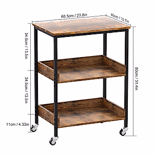 Kitchen Microwave Cart, 3 Tier Rolling Kitchen Utility Cart on Wheels Coffee Cart, Kitchen Storage Islands for Living and Kitchen Room