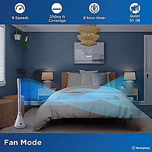 Westinghouse All Season Electric Fan 40 Inches With Heater | Minimalist Heated Bladeless, Oscillating With Remote Control (Black)